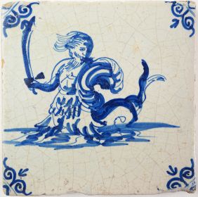 Dutch Delft Tiles - Mermaids and Sea Monsters - Collectibles