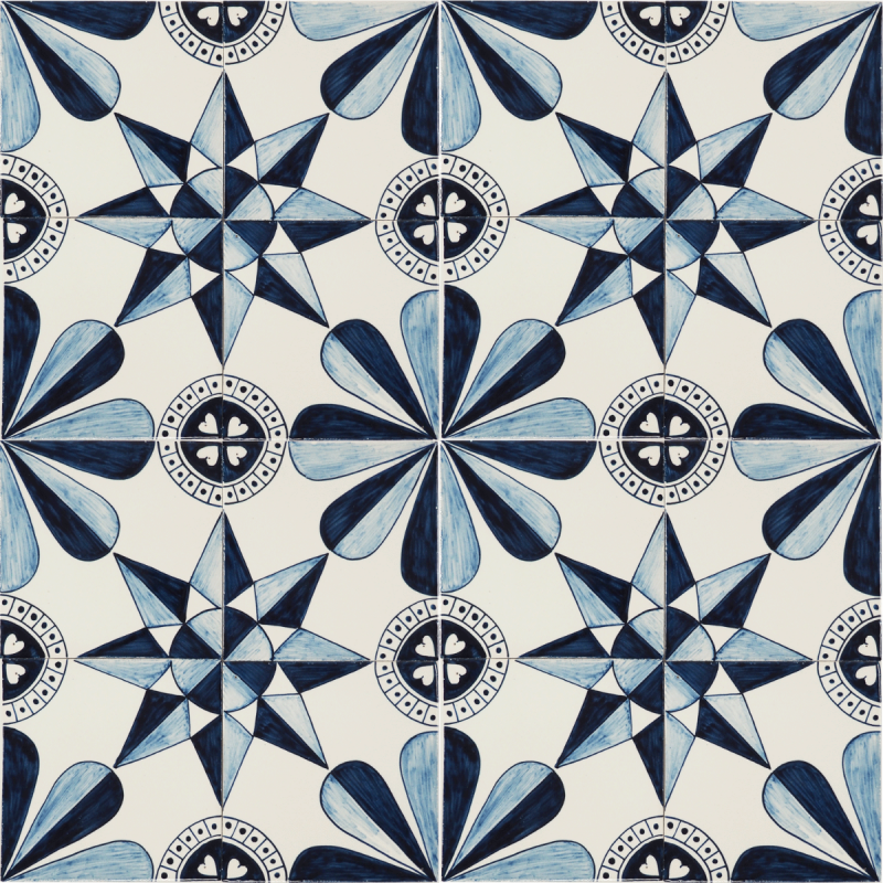 Hand-painted Delft tiles with stars in blue - Poarte P-27 series