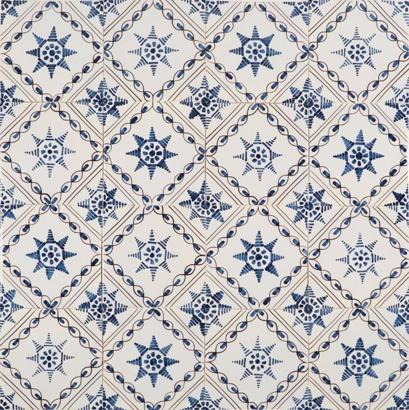 Hand-painted Delft ornamental tiles with Chain stars - P-59 series