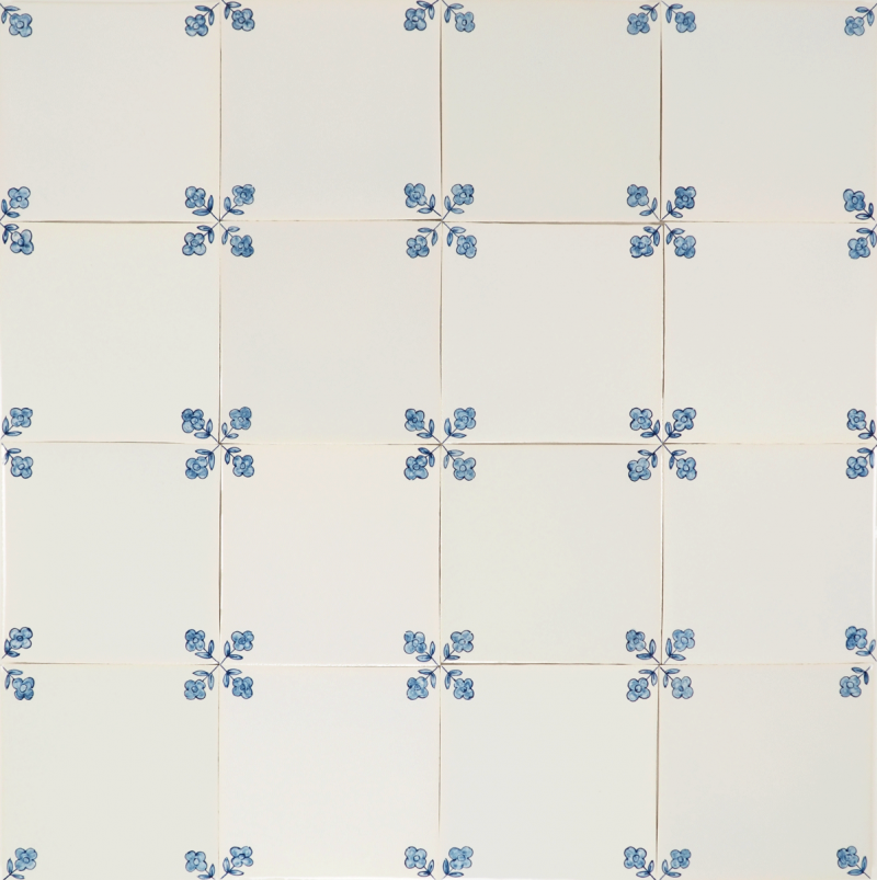 Hand-painted Delft tiles with Flower corner motifs in blue - PCM-40 series