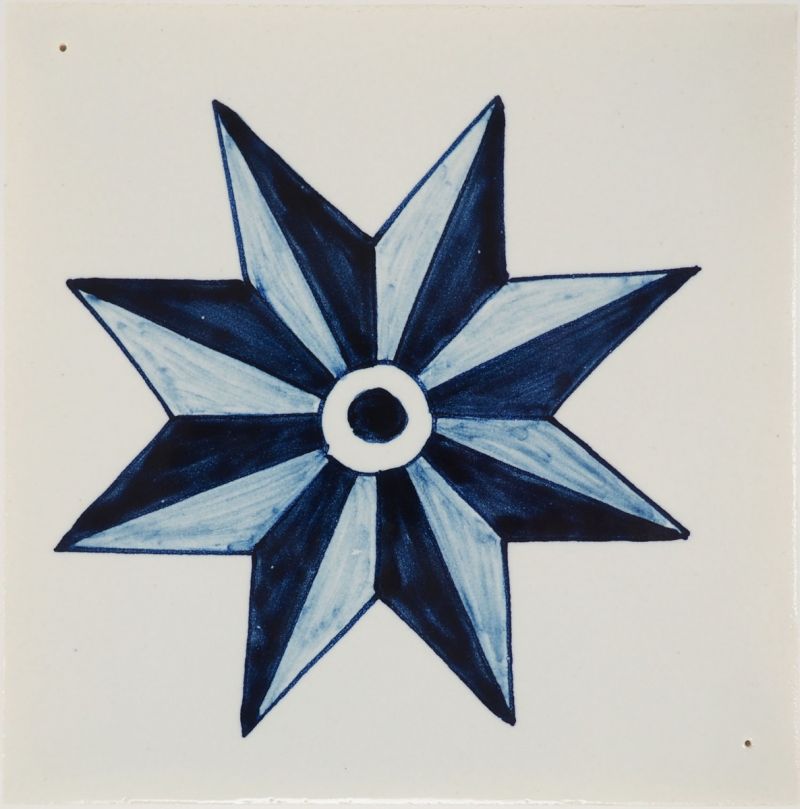 P-5 Stars Delft tile sample – hand-painted in blue | Poarte