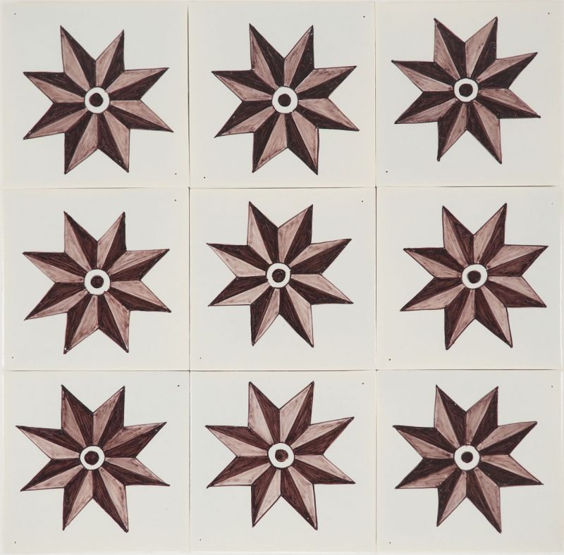 Hand-painted Delft tiles with Stars in manganese by Poarte