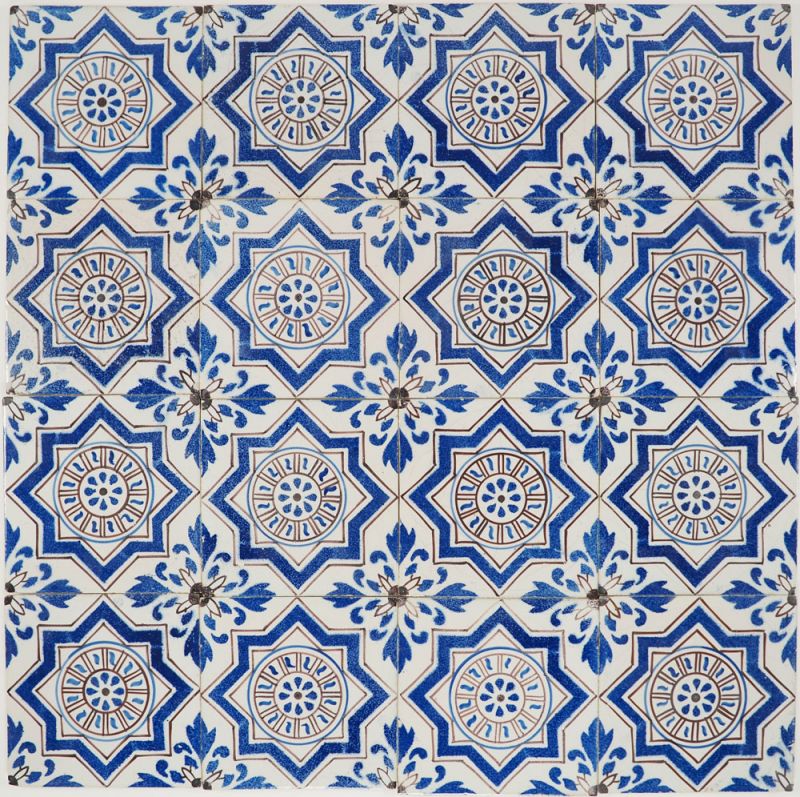 Original 19th-Century Delft Ornament Tile – Star & Circle Motif