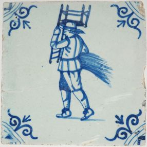 Antique Delft tile with a windmill, 17th century